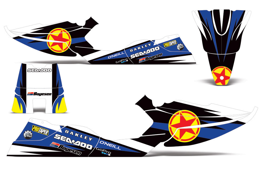 Sea-Doo XP Bombardier Spark 1993-1996 Jet Ski Graphic Wrap Kit - Red S ...