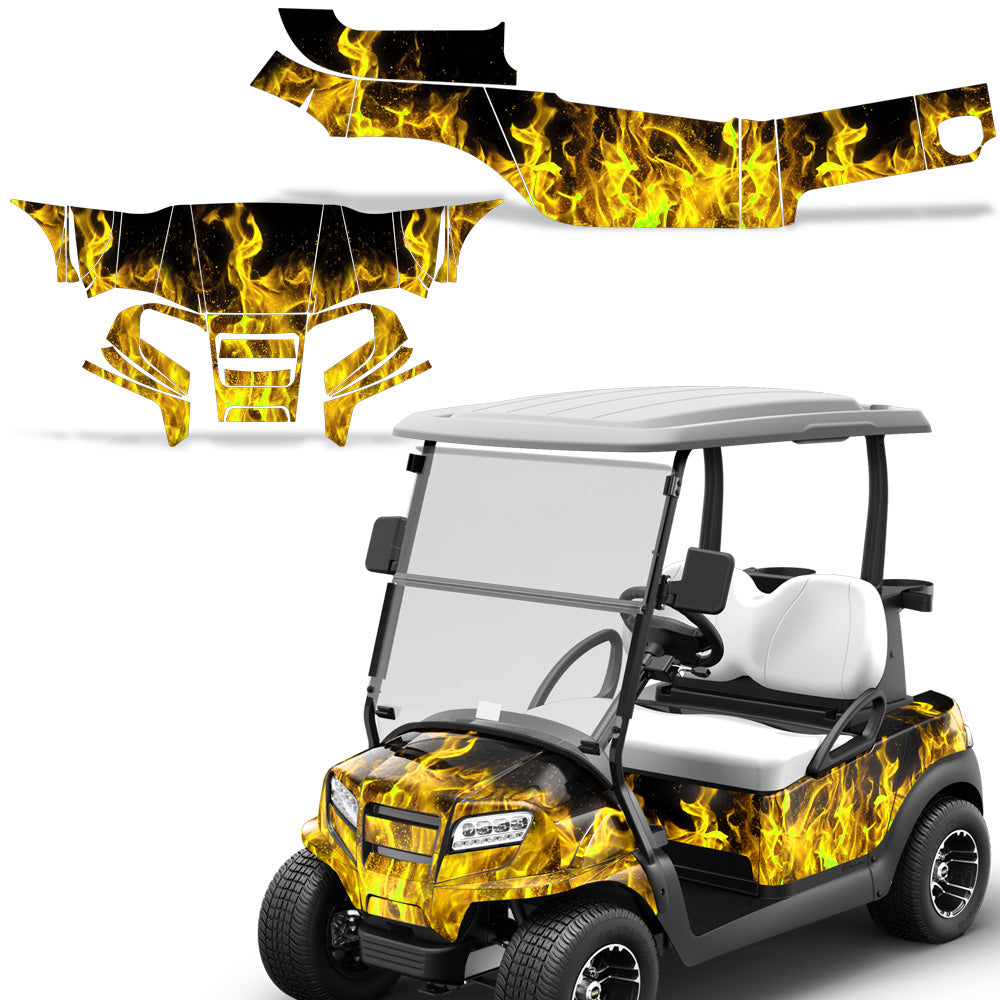 Club Car Onward 2 Passenger Golf Cart Wrap Graphic Kit - Flames ...