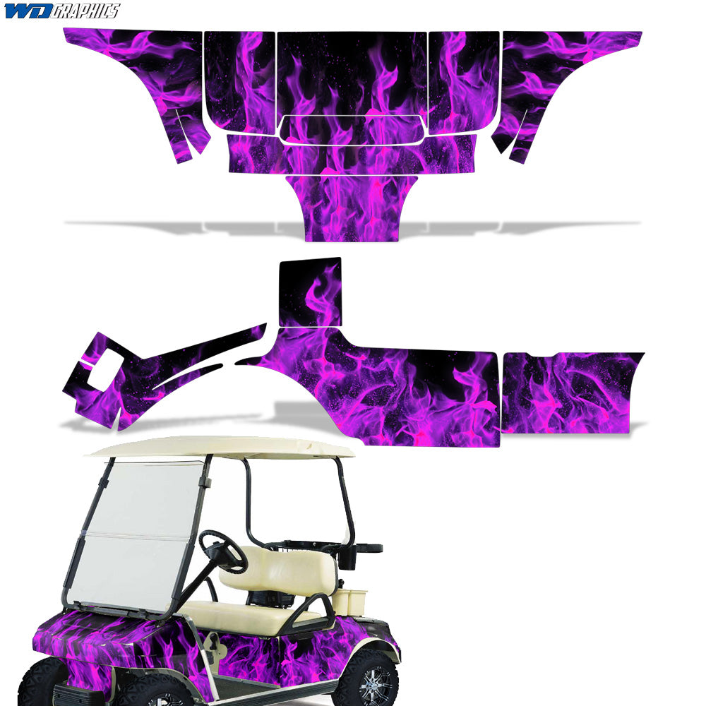 Club Car 1983-2014 Golf Cart Wrap Graphic Kit - Flames – Wholesale Decals