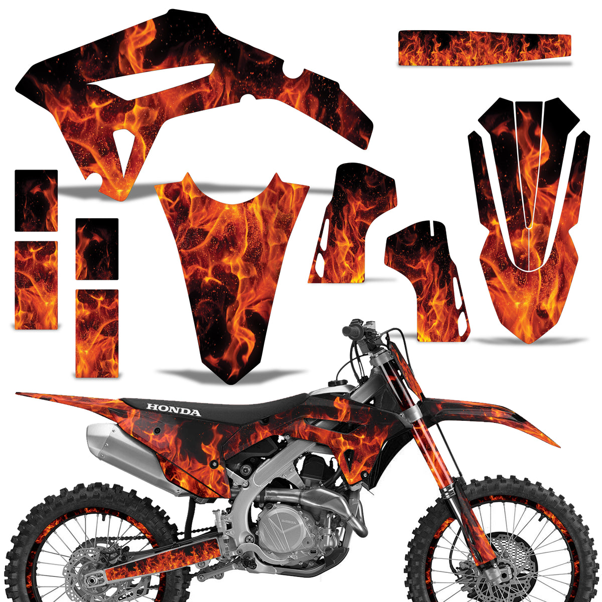 Honda CRF 450R 450RW 2021 Motocross Graphic Kit Flames – Wholesale Decals