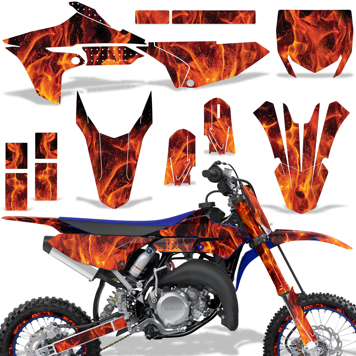 Yamaha YZ65 2018-2021 Dirt Bike Motocross Graphic Decal Kit - Flames ...
